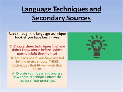 Language Techniques And Secondary Sources Teaching Resources