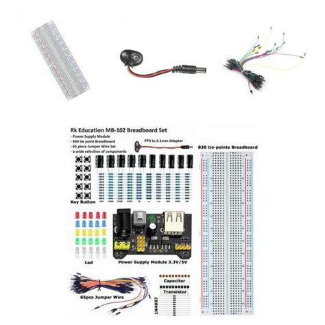 Mb102 Breadboard Capacitor Led Buzzer Resistor Electronic Component Kit Set Wish