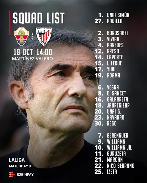 Squad List Elche Cf Vs Athletic Club Laliga 2025 26 Md9 Athletic
