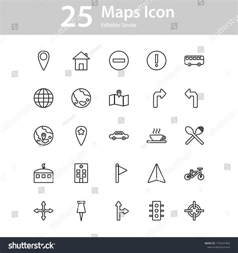 Simple Line Icon Set Maps Editable Stock Vector Royalty Free Shutterstock