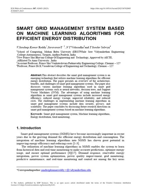 Smart Grid Management System Based On Machine Lear 1 Pdf Machine Learning Smart Grid