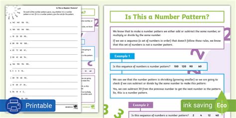 Is This A Number Pattern Activity Sheet Twinkl