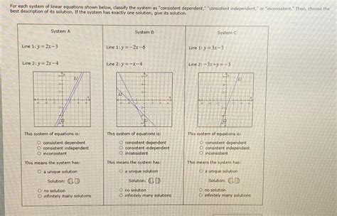 Solved For Each System Of Linear Equations Shown Below