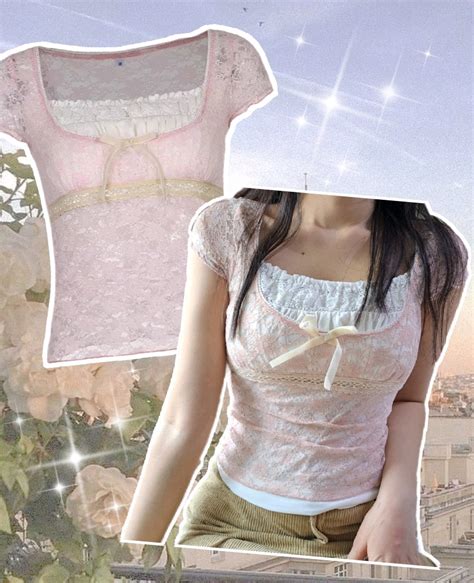 당일배송 로맨틱 레이스 레이어드 반팔티 티셔츠 Y2k 핑크 하이틴 핀터레스트 빈티지 유니크 러블리 갸루 에이블리
