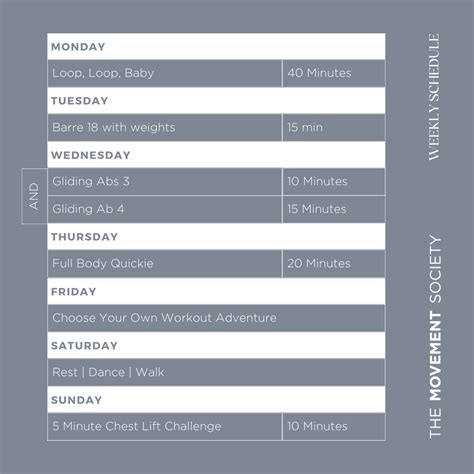Weekly Schedule Movement Society