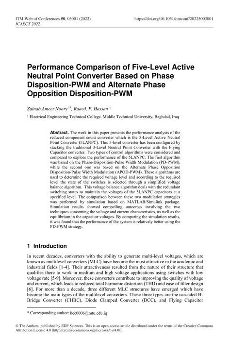 Pdf Performance Comparison Of Five Level Active Neutral Point Converter Based On Phase