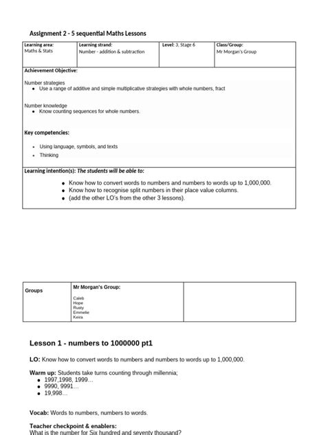 Assignment 2 5 Sequential Maths Lessons Pdf Procedural Knowledge