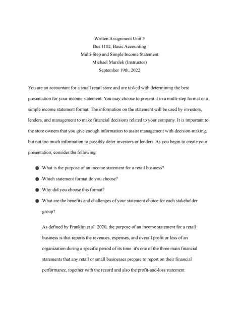 bus 1102 unit 3 written assignment written assignment unit 3 bus 1102