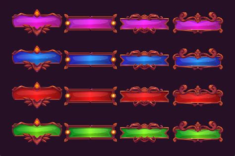 Medieval Game Menu Frames Ui Elements Buttons 16259357 Vector Art At