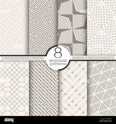 Set Of Seamless Patterns Modern Stylish Textures Regularly Repeating Geometrical Ornaments