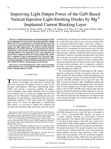 Pdf Improving Light Output Power Of The Gan Based Vertical Injection