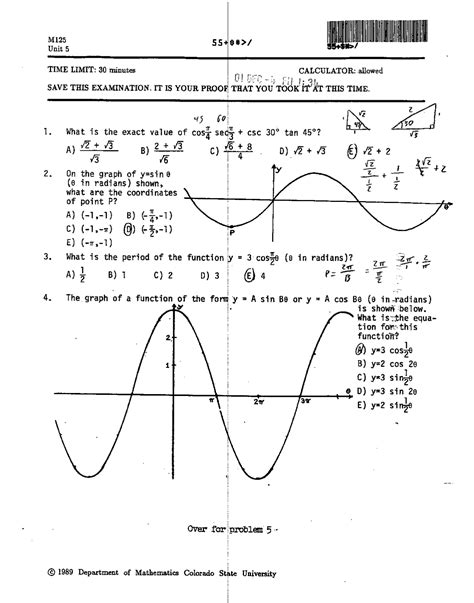 Midterm Exam Questions With Solutions Numerical Trigonometry Math 125 Docsity