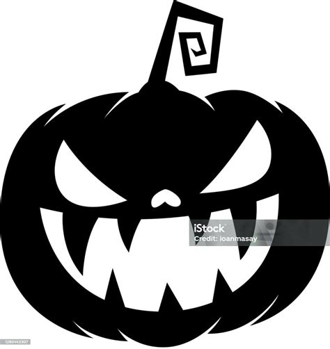 무서운 할로윈 호박의 그림 포스터 카드 배너 기호 엠블럼을 위한 디자인 요소 벡터 일러스트레이션 호박 등불에 대한 스톡 벡터 아트 및 기타 이미지 Istock