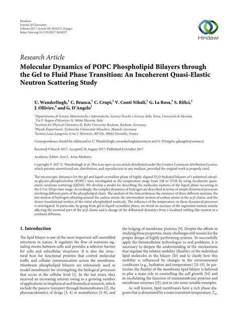 Pdf Molecular Dynamics Of Popc Phospholipid Bilayers Through The Gel
