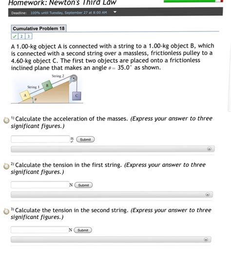 Solved A 1 00 Kg Object A Is Connected With A String To A