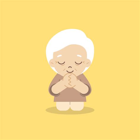 기도하는 할아버지 일러스트 기독교 디자인 포트폴리오