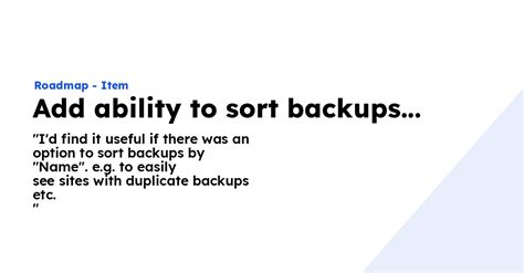 add ability to sort backups by name ploi roadmap