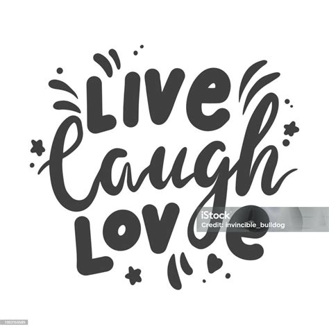 흰색 배경에 고립 된 배너 또는 발렌타인 데이 카드에 대한 라이브 웃음 사랑 레터링 문구 손으로 그린 검은 따옴표 컴퓨터 글자에 대한 스톡 벡터 아트 및 기타 이미지