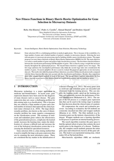 Pdf New Fitness Functions In Binary Harris Hawks Optimization For