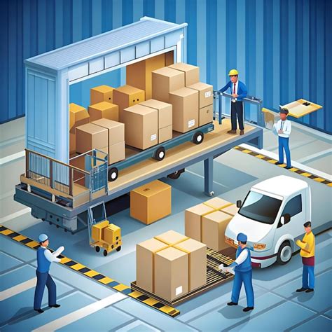 A Bustling Warehouse Scene With A Truck Loading And Unloading Boxes Premium AI Generated Image