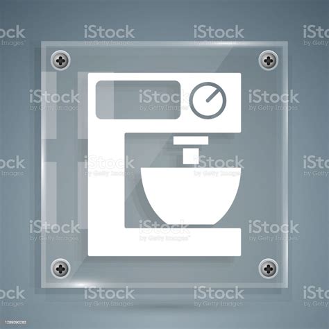 회색 배경에 격리 된 흰색 전기 믹서 아이콘 주방 믹서기 정사각형 유리 패널 벡터 가정 생활에 대한 스톡 벡터 아트 및 기타 이미지 가정 생활 가정 주방 가정의 방