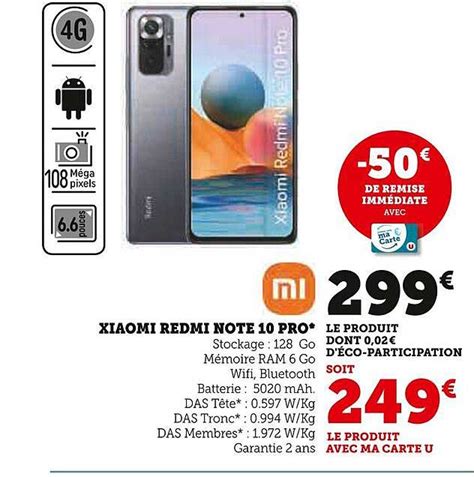 Promo Xiaomi Redmi Note 10 Pro Chez Super U ICatalogue Fr