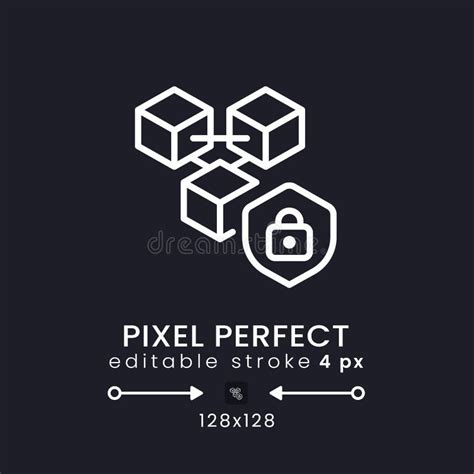 Blockchain Security White Linear Desktop Icon On Black Stock Illustration Illustration Of