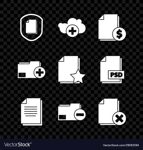 Set Document Protection Concept Add Cloud Vector Image