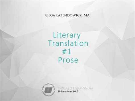 08 Literary Translation 1 Prose Ppt