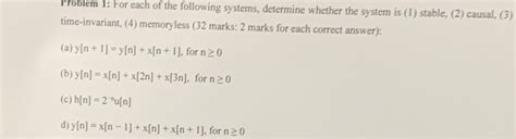 solved problem 1 for each of the following systems