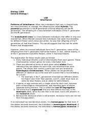 Lab Inheritance Doc Biology General Biology I LAB Inheritance Patterns Of Inheritance
