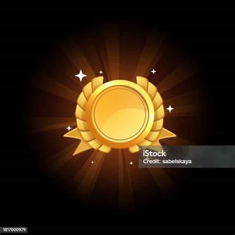 빛나는 라운드 빈 황금 메달 플랫 스타일 벡터 일러스트 레이 션 금메달에 대한 스톡 벡터 아트 및 기타 이미지 금메달 1위