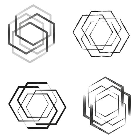 Premium Vector Geometric Shapes Vector Set Abstract Hexagon Icons Black Line Art