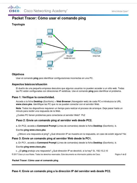 9 2 3 3 packet tracer using the ping command pdf red mundial