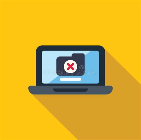 Laptop Displaying Folder With Delete Icon Representing Data Loss Concept Stock Vector