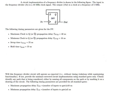 Solved A Circuit Implementation Of A Frequency Divider Is Shown In The