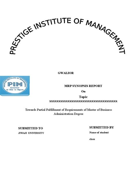 mrp synopsis report format pdf