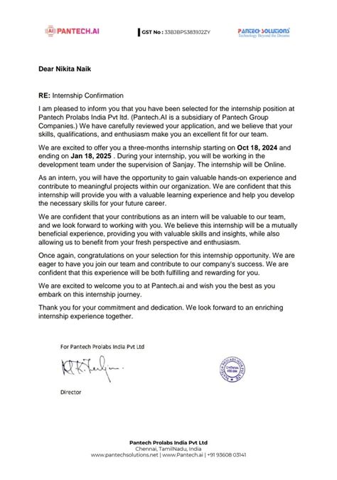 Nikita Naik On Linkedin Internship Ai Learning Pantechai