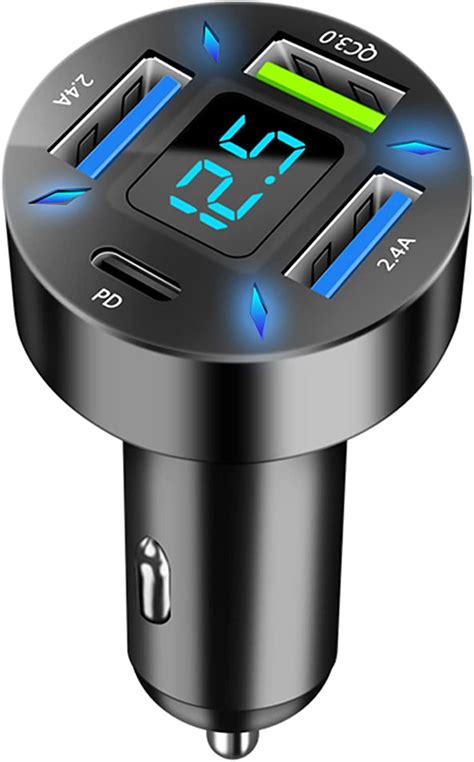 4 Poorts Autolader USB C Snellader 50W QC3 0 PD Car Charger Supersnel Opladen Met LED