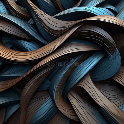 Blue And Black Abstract Paper Cut Shapes Intertwined In Vibrant And Dynamic Composition Stock