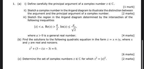 Solved 1 A I Define Carefully The Principal Argument Of