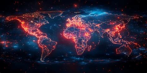 Futuristic World Map Infographic Big Data Visualization Premium Ai Generated Image