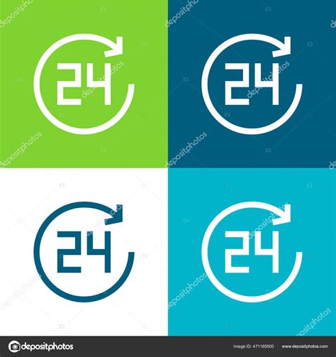 Hours Flat Four Color Minimal Icon Set Stock Vector By ©infolight 471165500