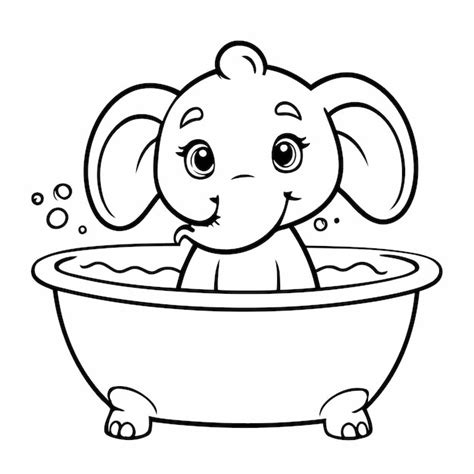 귀여운 코끼리 그림의 터 일러스트레이션 컬러링 활동 프리미엄 벡터