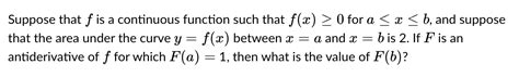 Solved Suppose That F Is A Continuous Function Such That Chegg