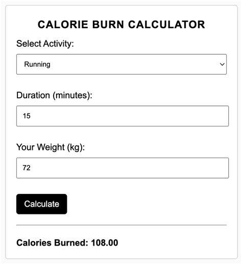 Build A Calorie Burn Calculator Using Javascript W3 Programmings