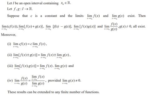 Theorems On Limits Mathematics