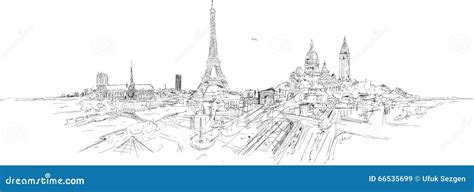 Эскиз города ПАРИЖА панорамный Иллюстрация штока иллюстрации насчитывающей ñ ðºñ ñ‚ðµñ€ñœðµñ
