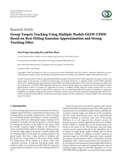 pdf group targets tracking using multiple models ggiw cphd based on best fitting gaussian