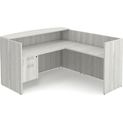 Classic Gallery Reception Desk With Reversible Return And Box File Pedestal Silver Birch